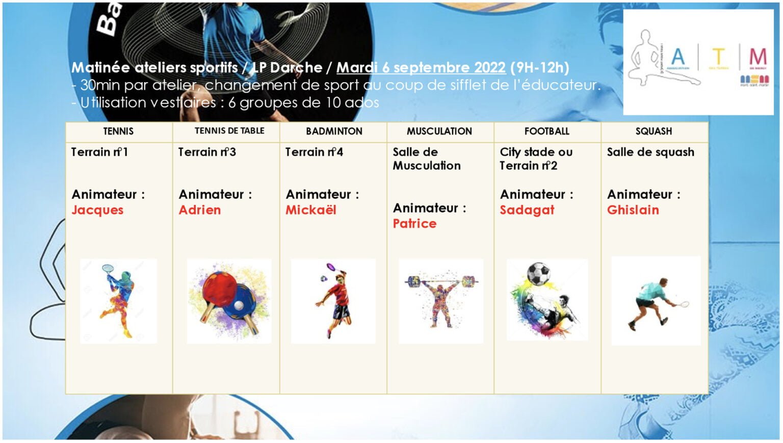 tableau_activites_sportives | Lycée Professionnel Darche, Longwy