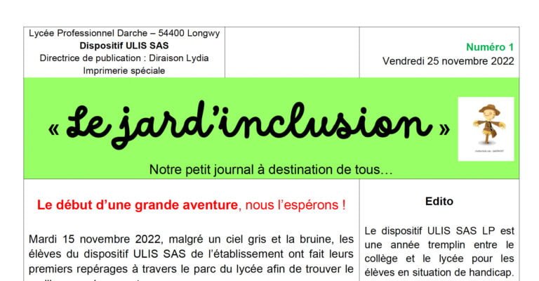 Le Jard’inclusion : le nouveau journal du Lycée Darche ! | Lycée ...
